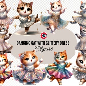 Dancing Cat With Classic Outfits, Cat Dance With Glittery Dress and a ...