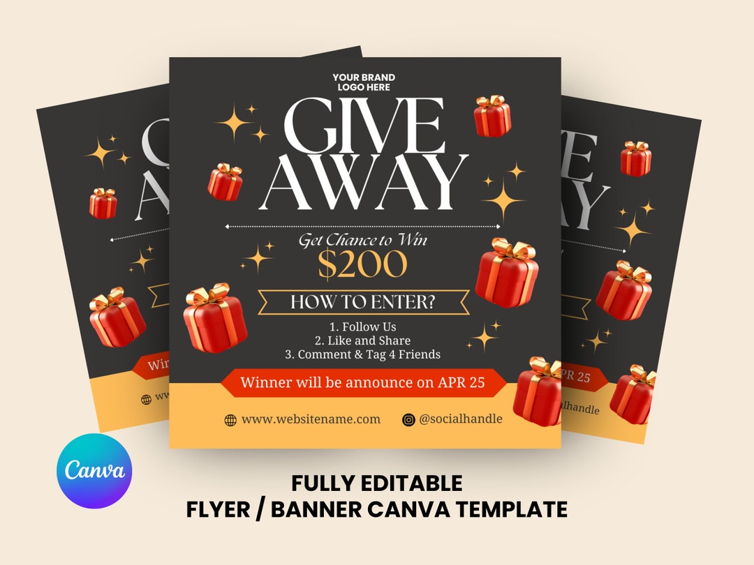 Giveaway Flyer, DIY Flyer Template Design, Contest Flyer, Event Flyer ...