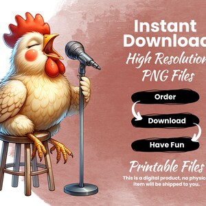 Funny Chicken Clipart: Playful Rooster PNG (digital Download) - Etsy