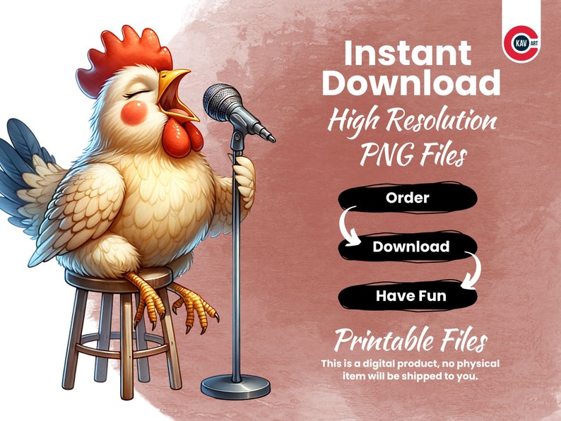 Funny Chicken Clipart: Playful Rooster PNG (digital Download) - Etsy