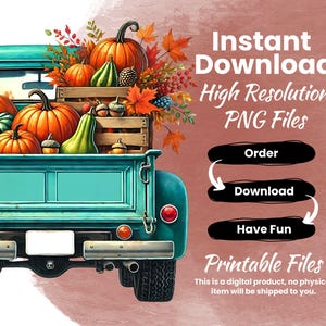 Fall Truck Clipart, Hello Fall, Farm Truck, Truck With Fall Pumpkin and ...