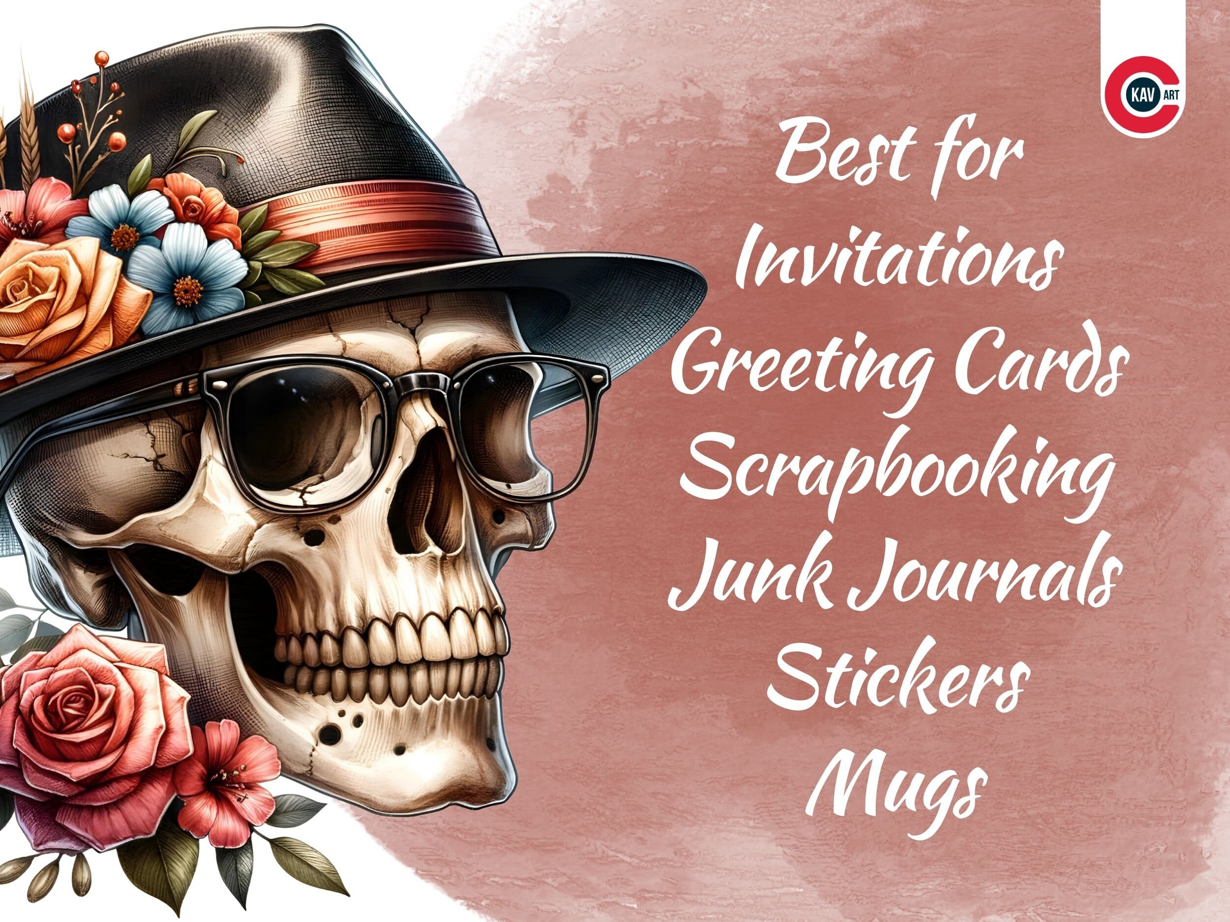 Floral Skull Watercolor Clipart, Skull PNG Designs, Spring-inspired ...