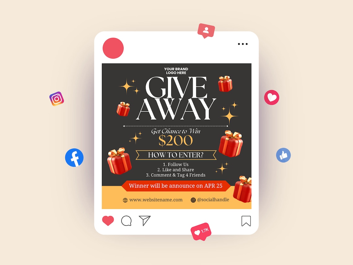 Giveaway Flyer, DIY Flyer Template Design, Contest Flyer, Event Flyer ...