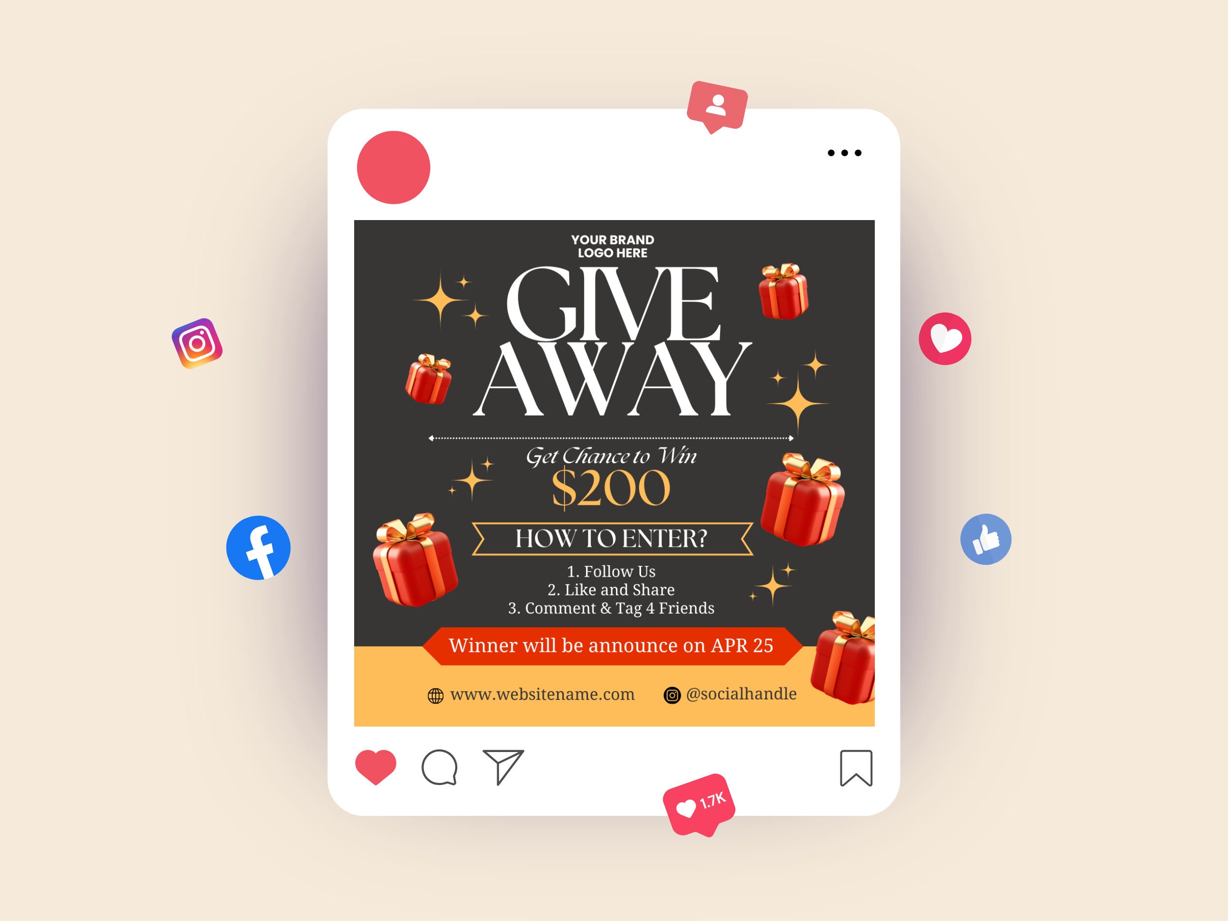 Giveaway Flyer, DIY Flyer Template Design, Contest Flyer, Event Flyer ...
