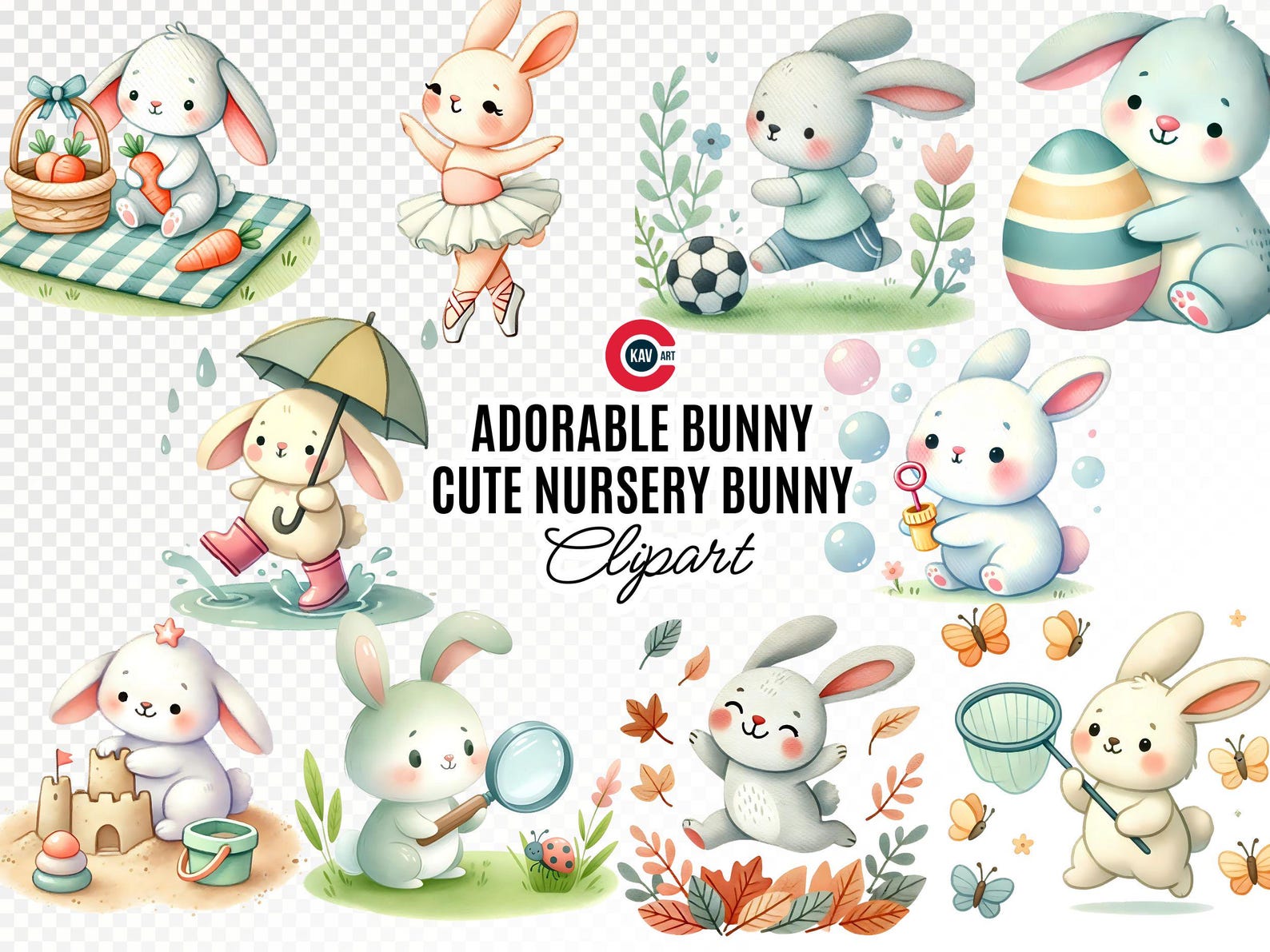 Bunny PNG Clipart Bundle, Scrapbooking Graphics (digital Download - Etsy