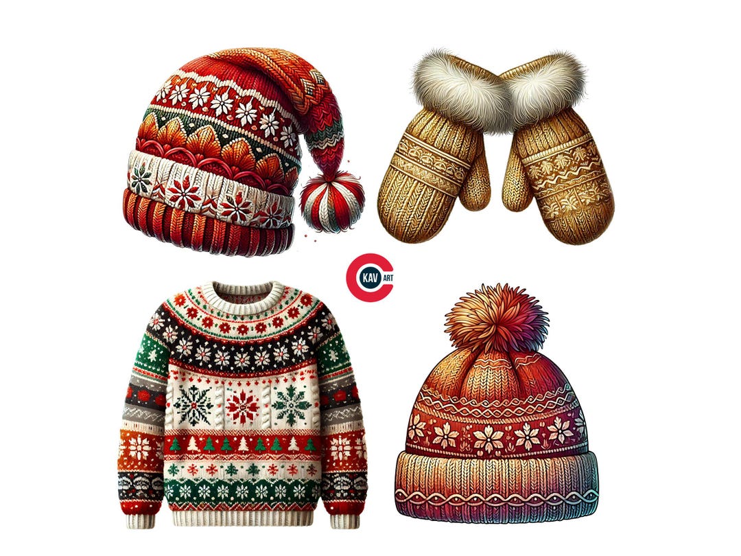 Christmas Clothes Clipart, Christmas Festive Clothes Graphic, Winter ...