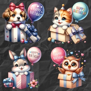 Happy Birthday With Cute Animals Clipart, Happy Birthday Wish Clipart ...