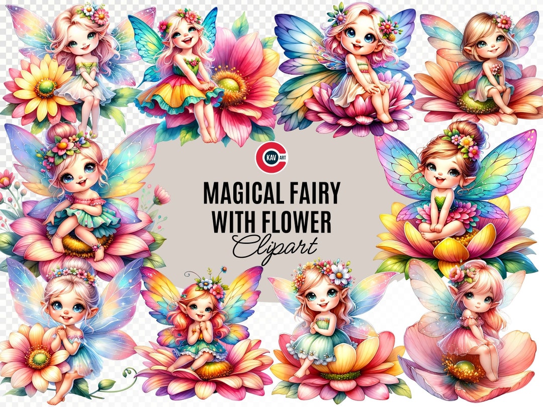 Watercolor Fairy Clipart: Magical Flower Fairies (commercial Use) - Etsy