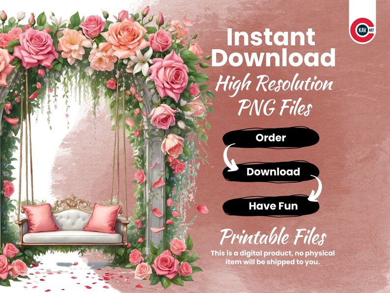 Floral Swing Watercolor Clipart: Transparent PNG (digital Download) - Etsy
