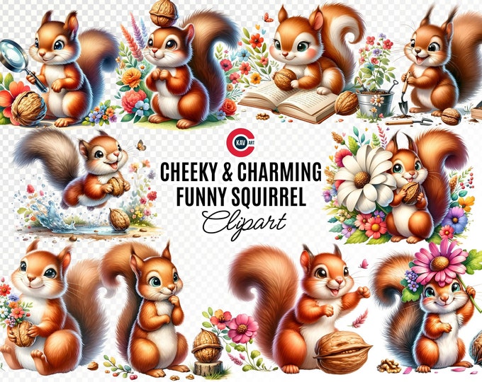 Squirrel Clipart Cute Squirrel Clipart Woodland Animals Clipart Playing ...