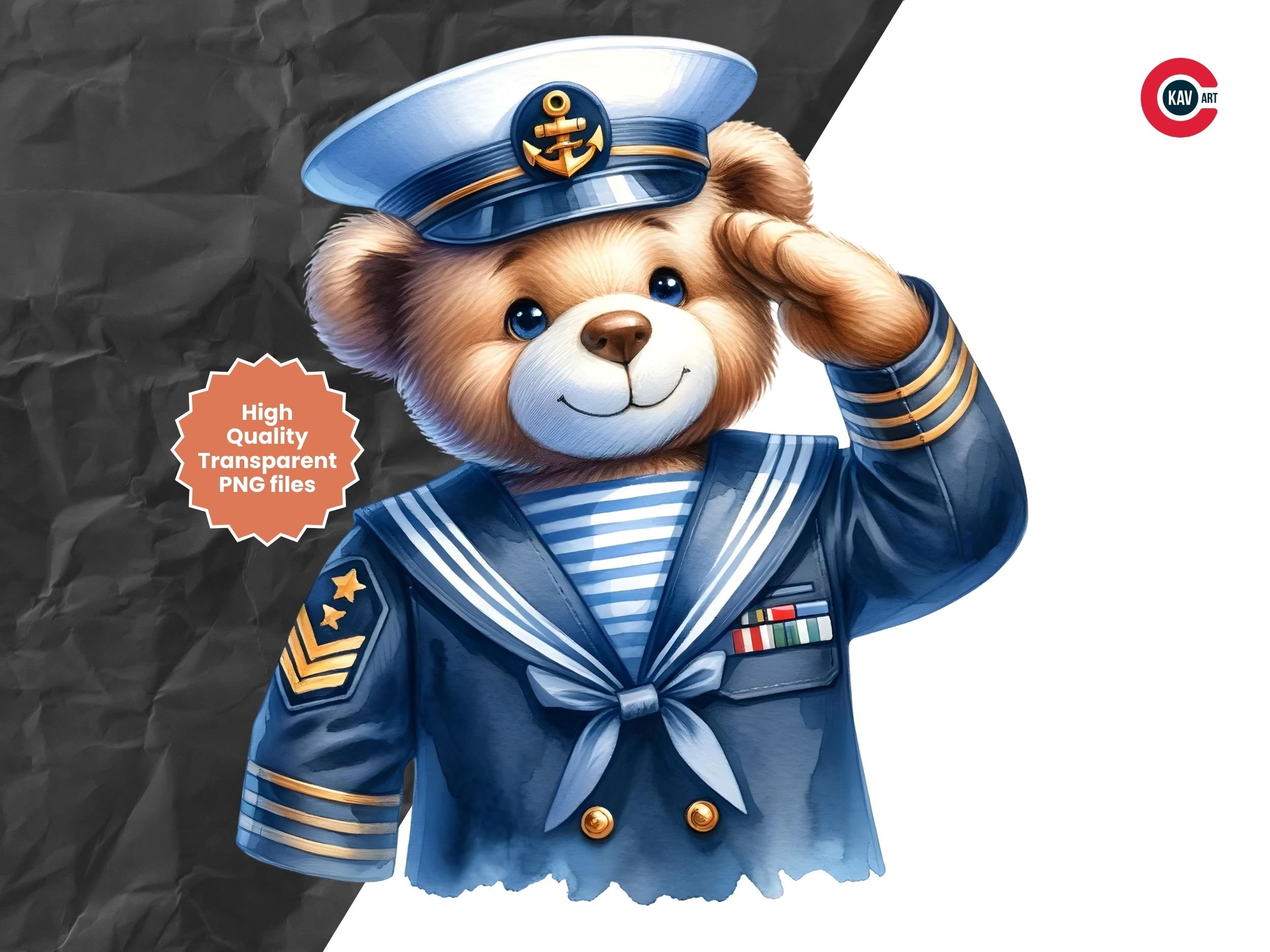 Sailor Teddy Bear Collection Clipart, Teddy Bear With a Captain’s Hat ...