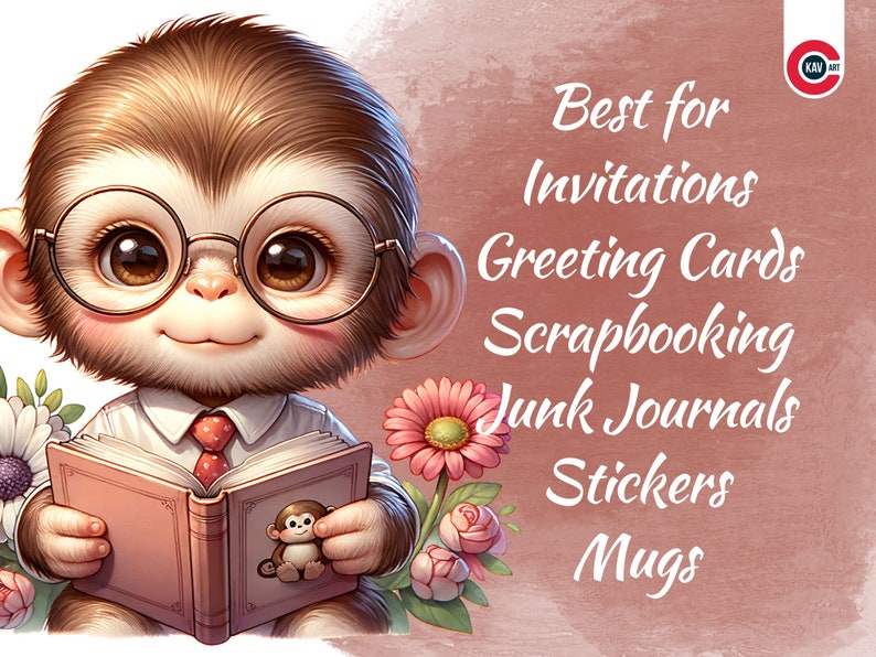 Cute Animals Reading Book Watercolor Illustration Clipart, Adorable ...