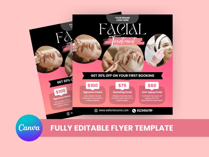 Facial Treatment Flyer, DIY Flyer Template Design, Skin Care Services ...