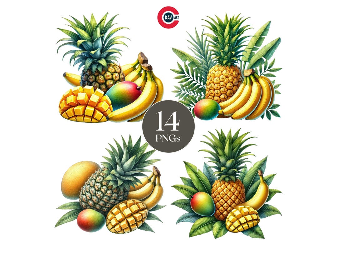 Tropical Fruits Watercolor Clipart, Fresh Fruits, Exotic Fruit ...