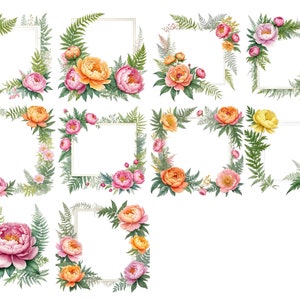 Peony Floral Frame PNG, Watercolour Flowers Clipart, Peony Floral ...