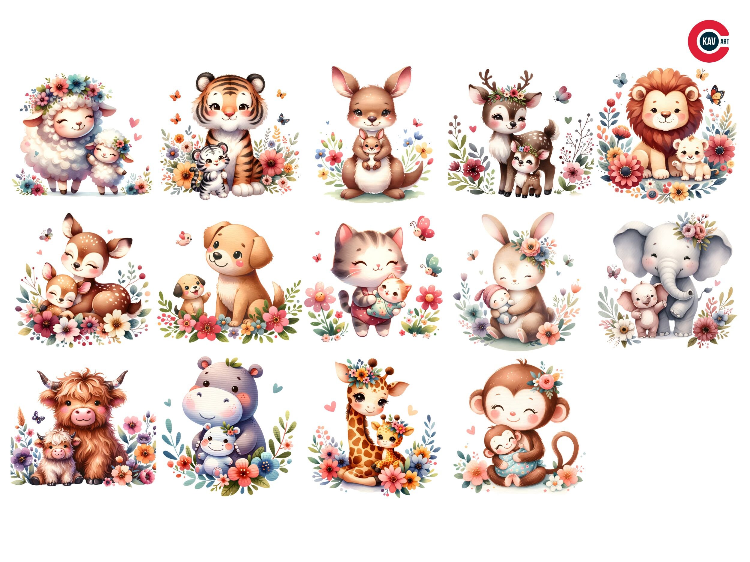 Mother and Baby Animals, Baby Animals With Mother Love Clipart, Cute ...