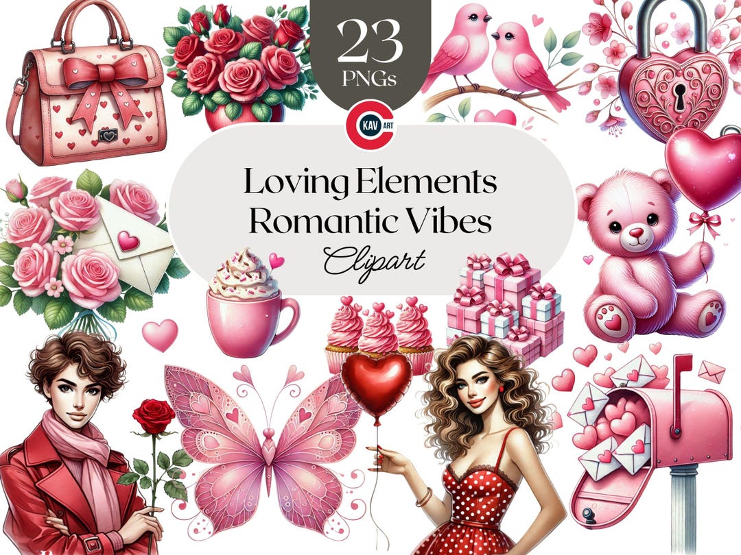 Valentine's Day Clipart, Loving Woman With Rose, Loving Vibes ...