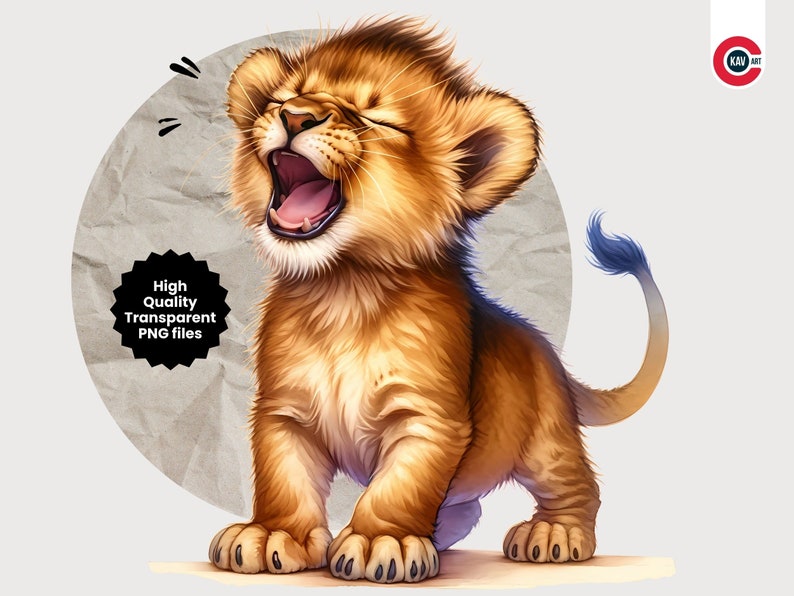 Cute Lion Cub Clipart Bundle, Lion Cub Illustration, Transparent PNG ...