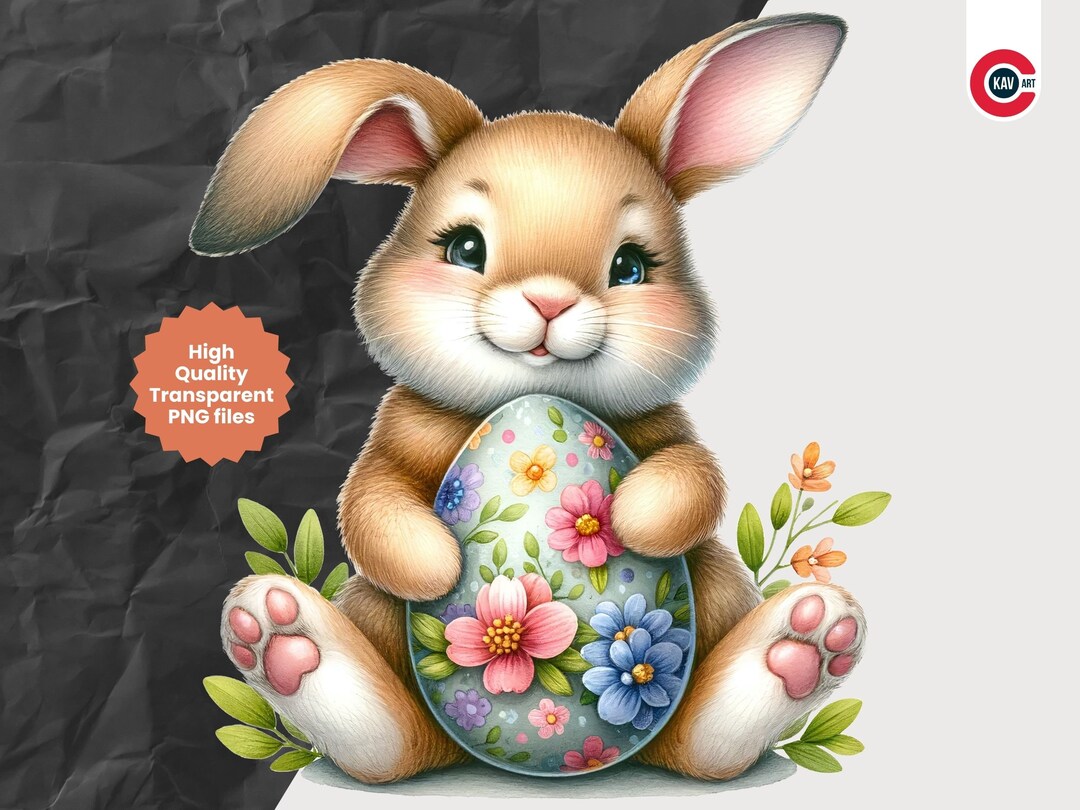 Easter Bunny Clipart Bundle: Transparent PNG Graphics (commercial Use ...