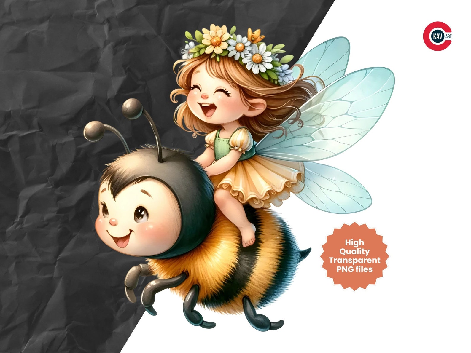 Fairy With Bumblebee Watercolor Clipart, Fairy and Bee, Bumble Bee ...