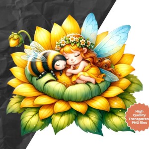 Fairy With Bumblebee Watercolor Clipart, Fairy and Bee, Bumble Bee ...