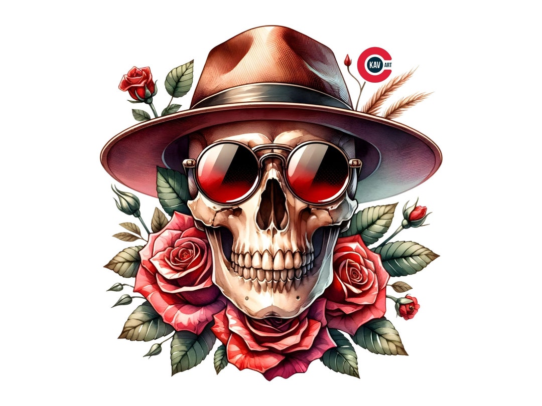 Floral Skull Watercolor Clipart, Skull PNG Designs, Spring-inspired ...