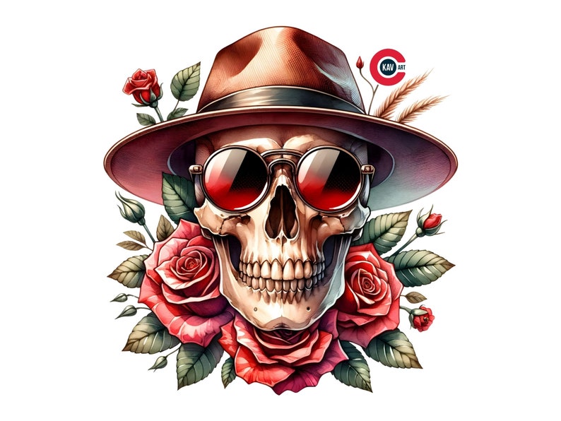 Floral Skull Watercolor Clipart, Skull PNG Designs, Spring-inspired ...