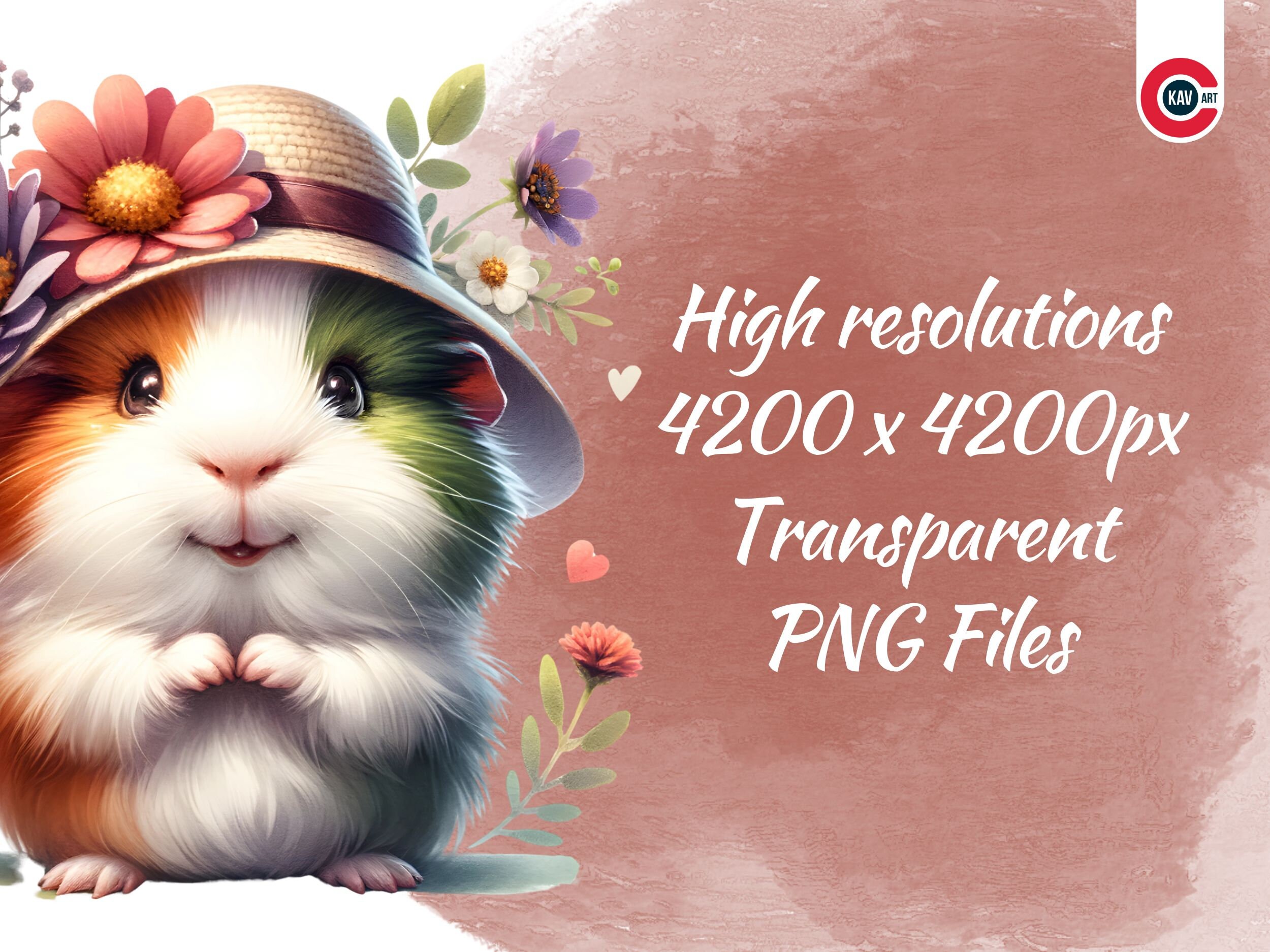 Guinea Pig and Flowers Clipart Bundle, Cute Guinea Pig Clipart, Cute ...