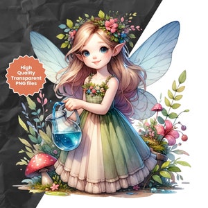 Fairy With Flowers Watercolor Clipart, Nature Fairy, Magical Nature ...