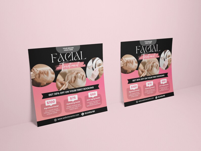 Facial Treatment Flyer, DIY Flyer Template Design, Skin Care Services ...