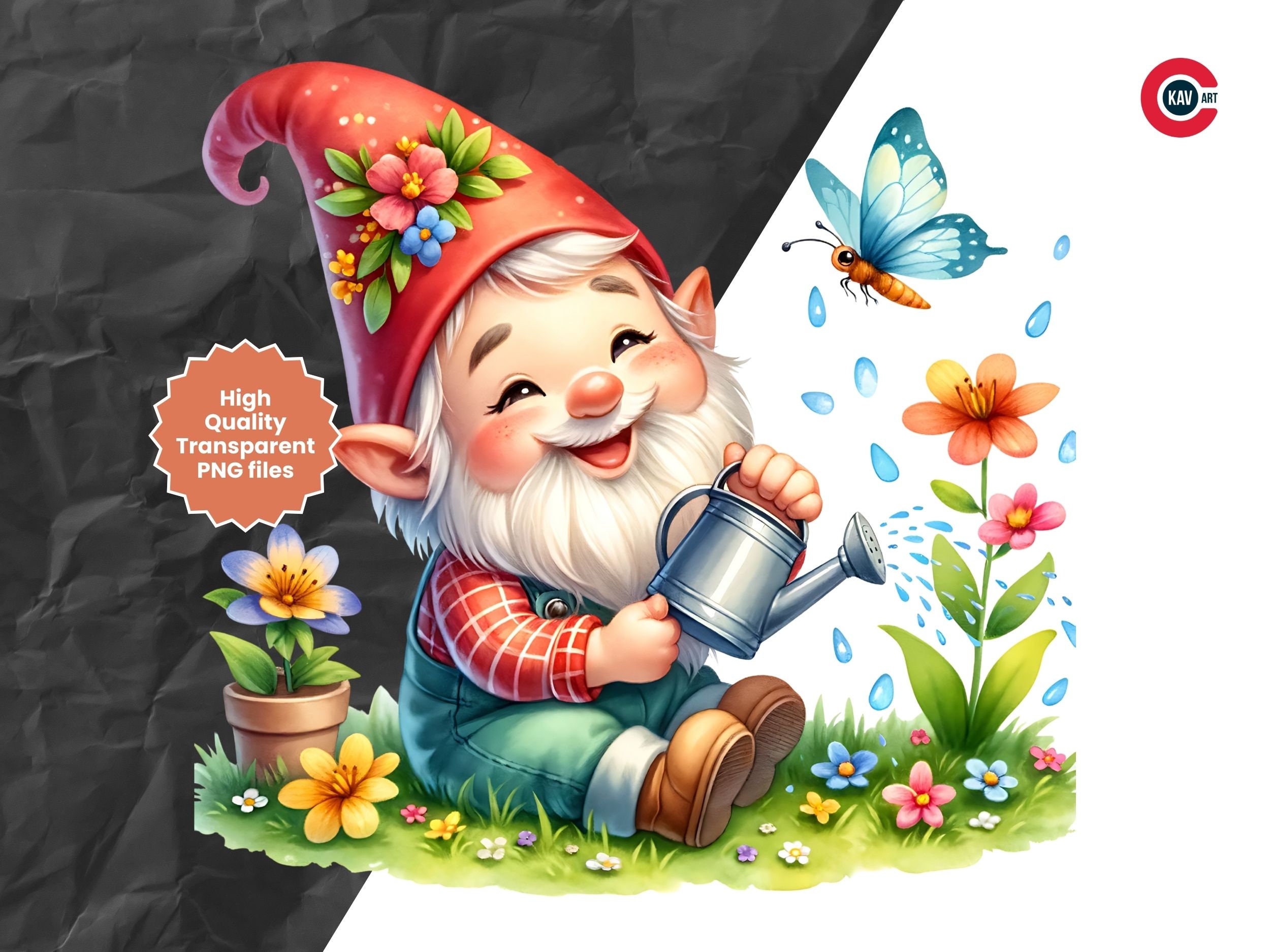 Gnome Watercolor Clipart, Gnome Spring Fun Activity, Gnome Sublimation ...