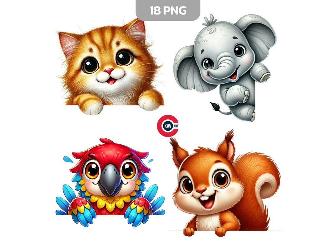 Peeking Out Animals Clipart, Cute Funny Peeking Animals, Funny Animals ...