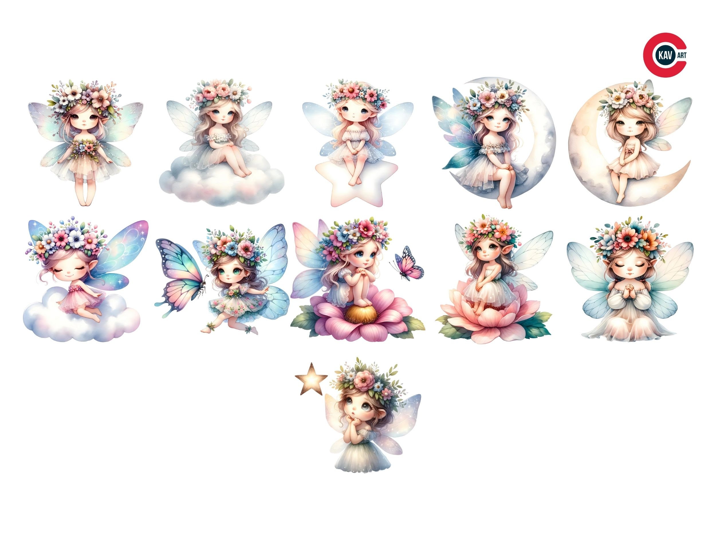 Watercolor Fairy Clipart: Magical Flower Fairies (commercial Use) - Etsy