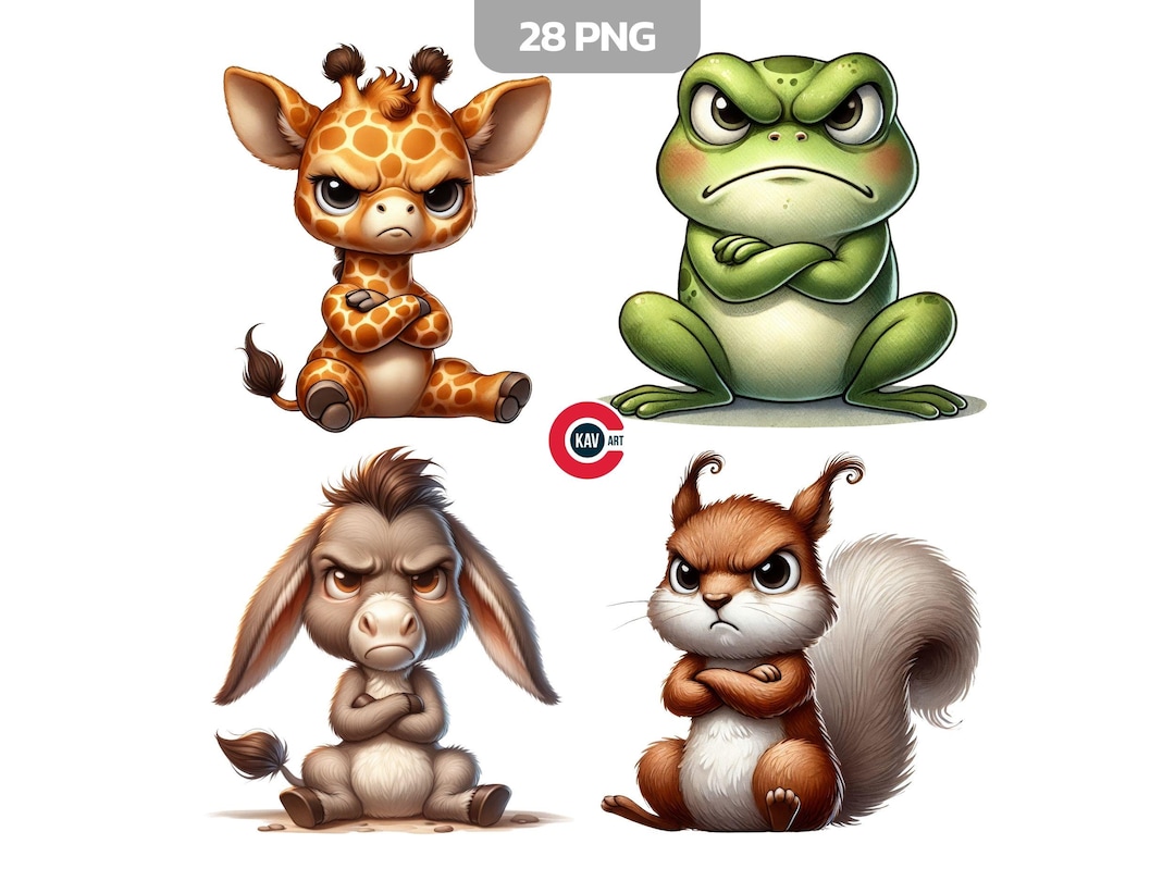 Grumpy Animals Clipart, Cute Funny Grumpy Animals, Funny Animals ...