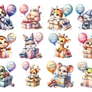 Happy Birthday With Cute Animals Clipart, Happy Birthday Wish Clipart ...