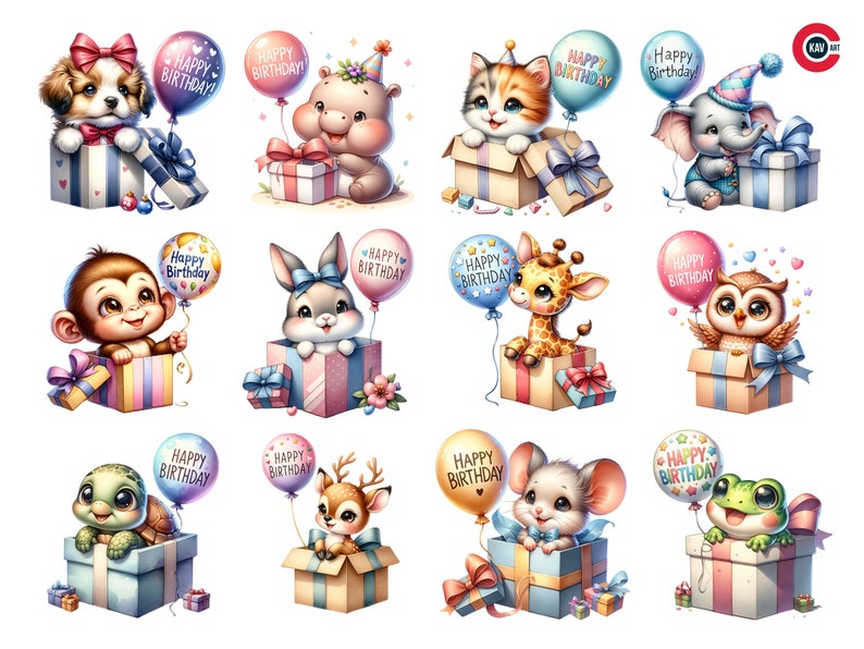 Happy Birthday With Cute Animals Clipart, Happy Birthday Wish Clipart ...