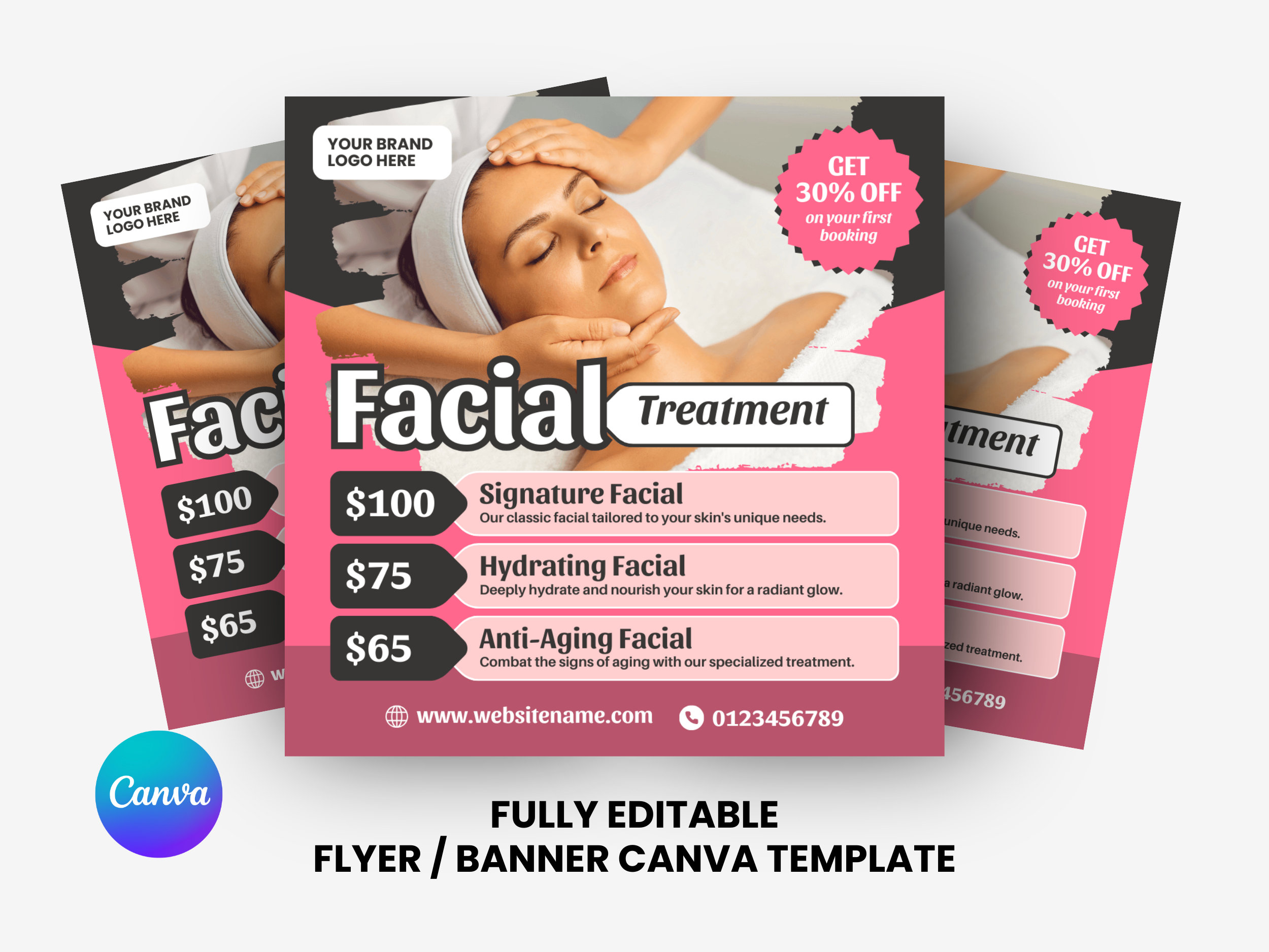 Beauty Treatment Flyer, DIY Flyer Template Design, Esthetician Flyer ...