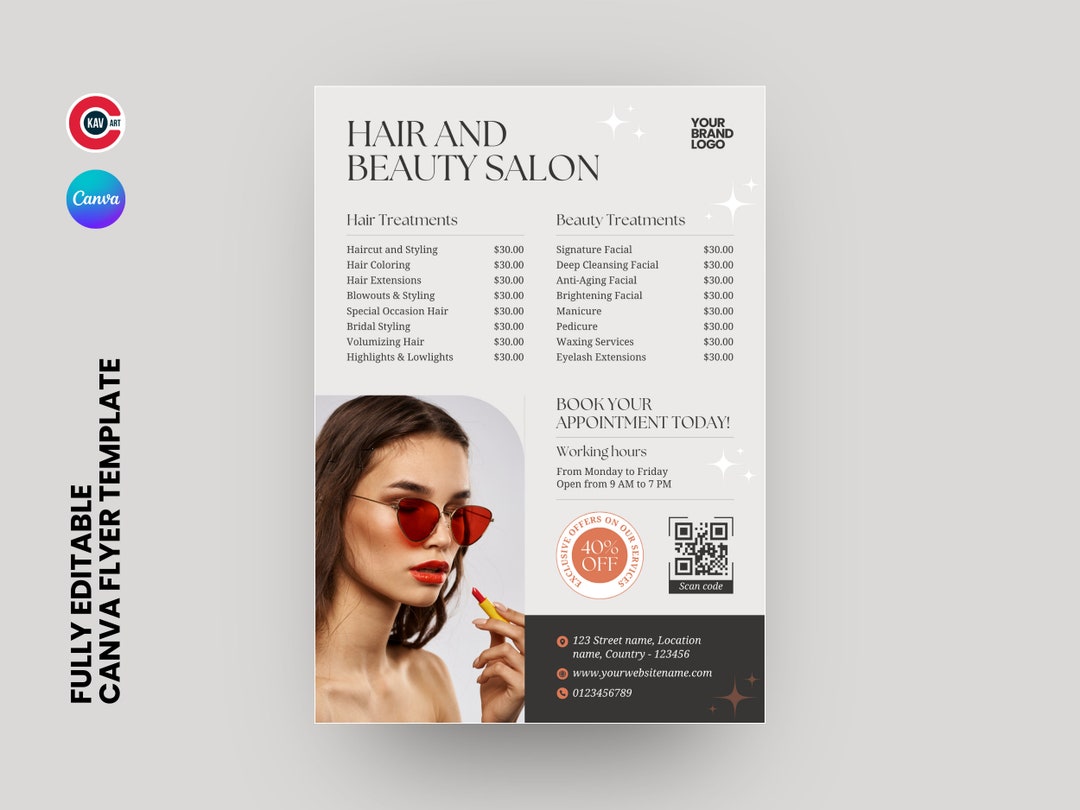 Facial Flyer, Canva Templates, Flyer Template, Beauty Flyers, Hair ...