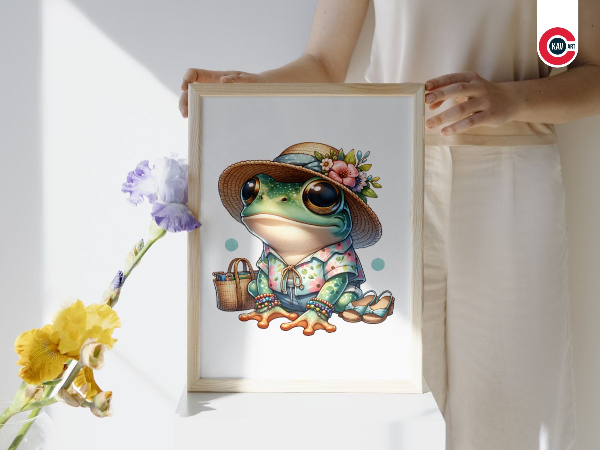 Frog on Vacation Clipart, Cute Funny Frog on Holiday Vacation Clipart ...