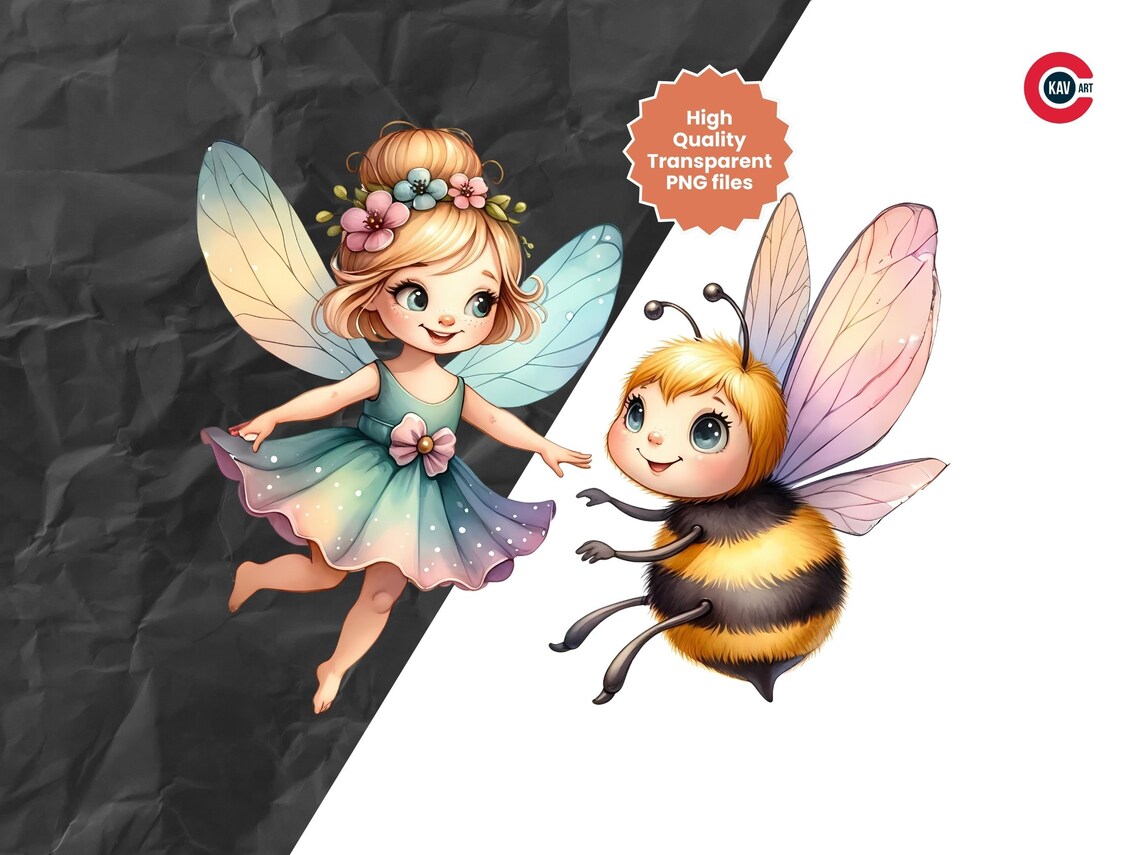 Fairy With Bumblebee Watercolor Clipart, Fairy and Bee, Bumble Bee ...