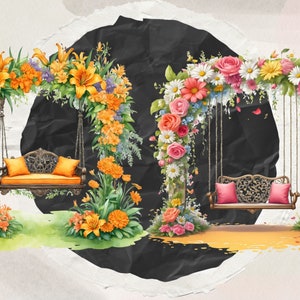 Floral Swing Watercolor Clipart: Transparent PNG (digital Download) - Etsy