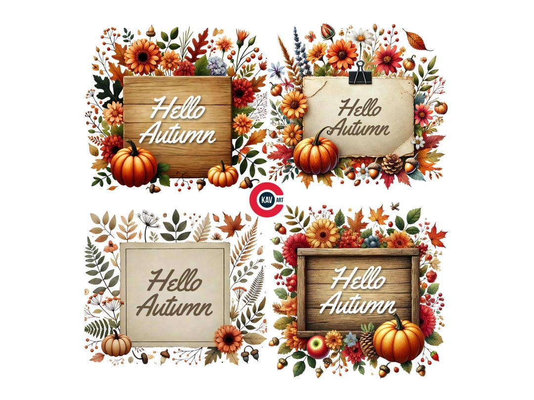 Fall Clipart, Autumn Season, Autumn Theme Card, Autumn Floral Design ...