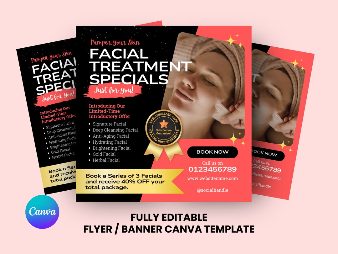 Facial Treatment Specials Flyer, Beauty Service Flyer, DIY Flyer ...