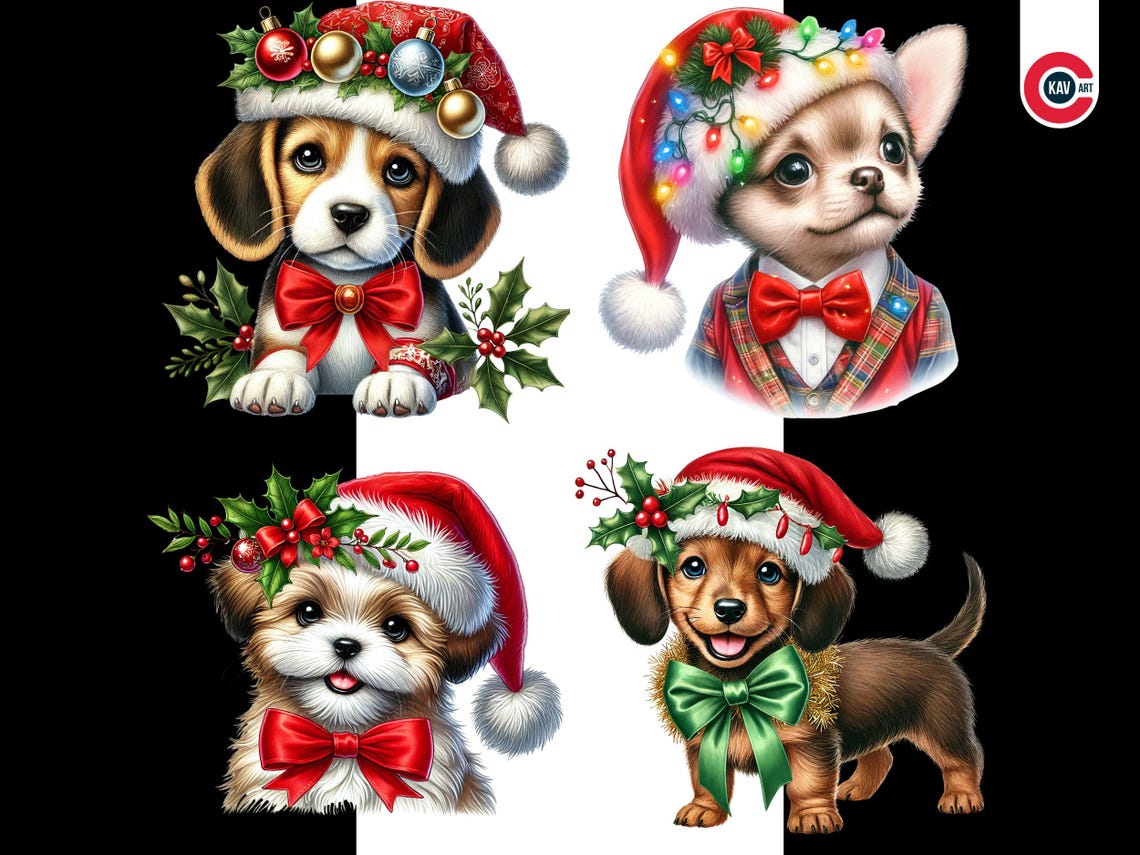 Christmas Puppy Clipart: Festive Holiday Dogs (digital Download) - Etsy