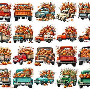 Fall Truck Clipart, Hello Fall, Farm Truck, Truck With Fall Pumpkin and ...