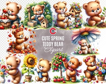 Cute Teddy Bear Clipart - Etsy