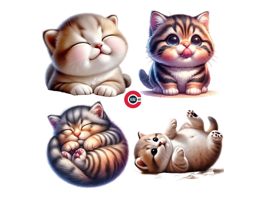 Cat Clipart, Kitten Clipart, Cute Baby Kitten, Playful Kitten, Funny ...