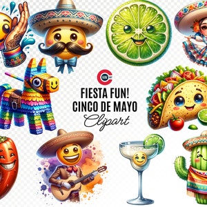 Cinco De Mayo Clipart, Mexican Festival Clipart, Sombrero, Fiesta ...