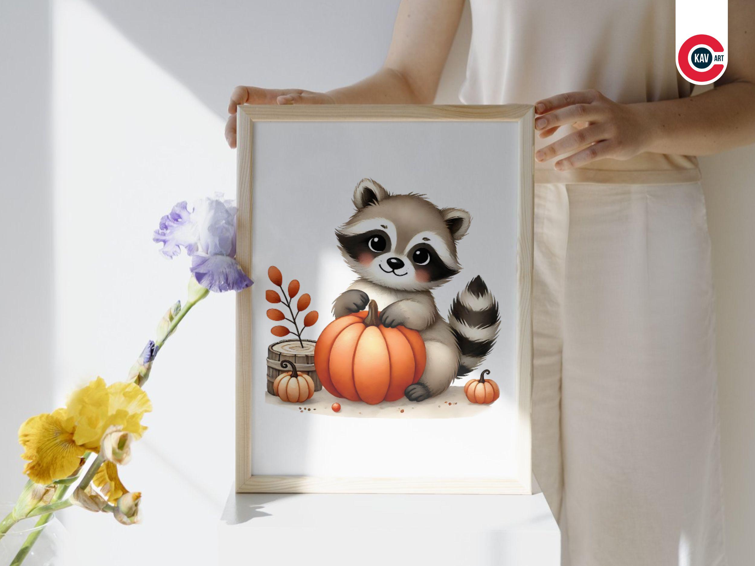 Autumn Animals Clipart, Pumpkin, Fall Graphics (PNG Digital Download ...