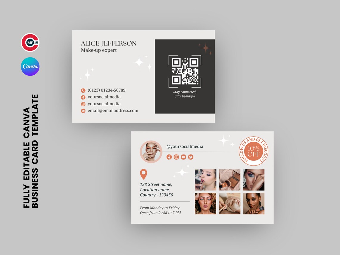 Canva Business Card Template With QR Code IG Influencer Card - Etsy
